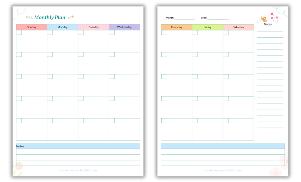 Free Spring Planner Printable - Create a Homeschool Life
